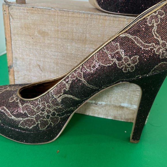 Reba | Shoes | Reba Brown Glitter Stilettoes Platform Heels | Poshmark